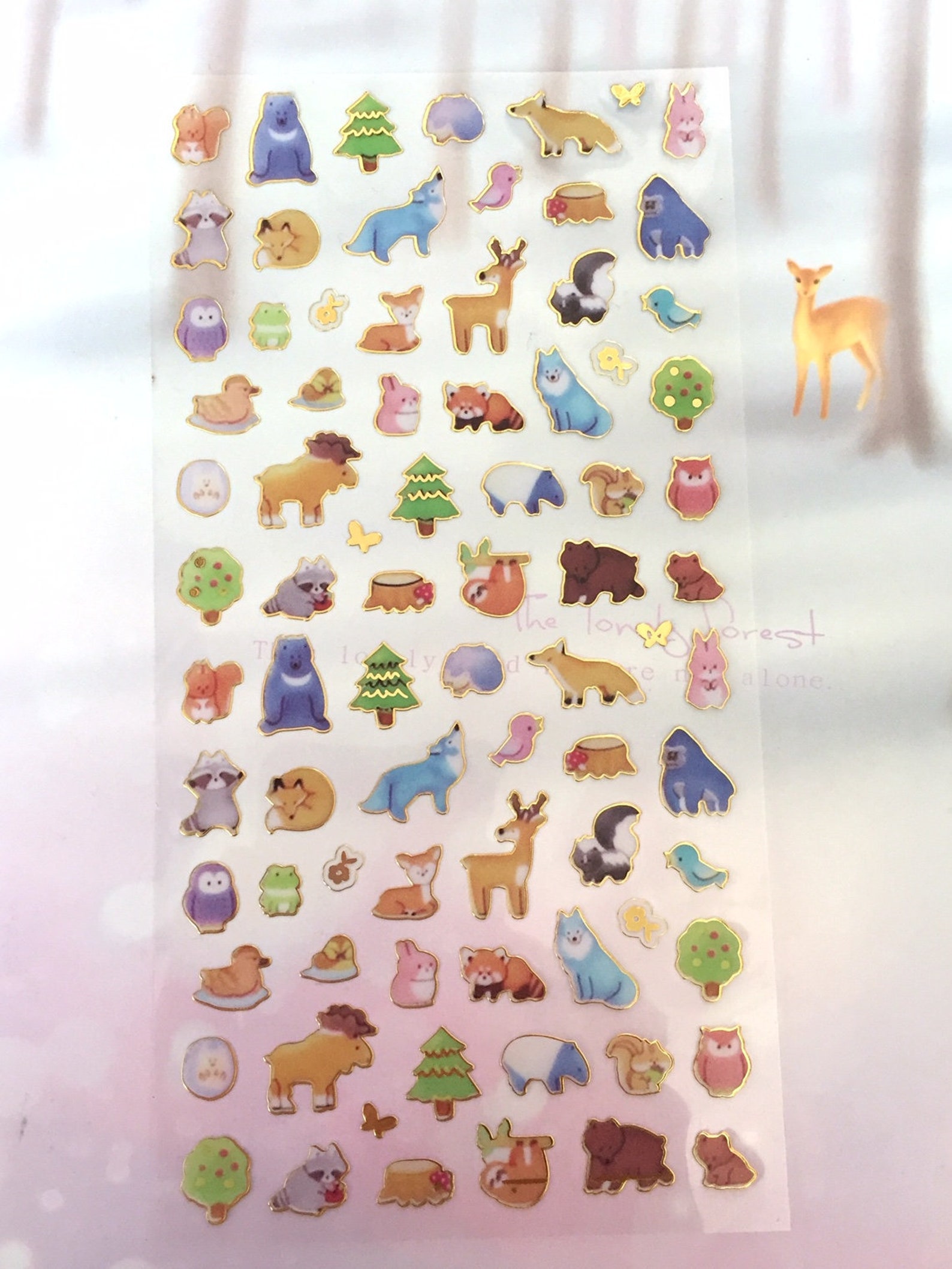Adorable Animal Sticker Forest Animal Raccoon Red Panda Rabbit Squirrel ...