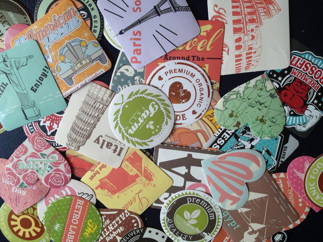 45 Sheets Retro Sticker Label Round Sticker Label Vintage Pattern ...