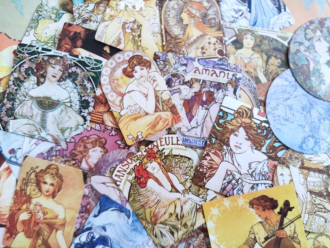 42 Alphonse Maria Mucha Sticker Mucha Art Collection Nouveau Classic ...
