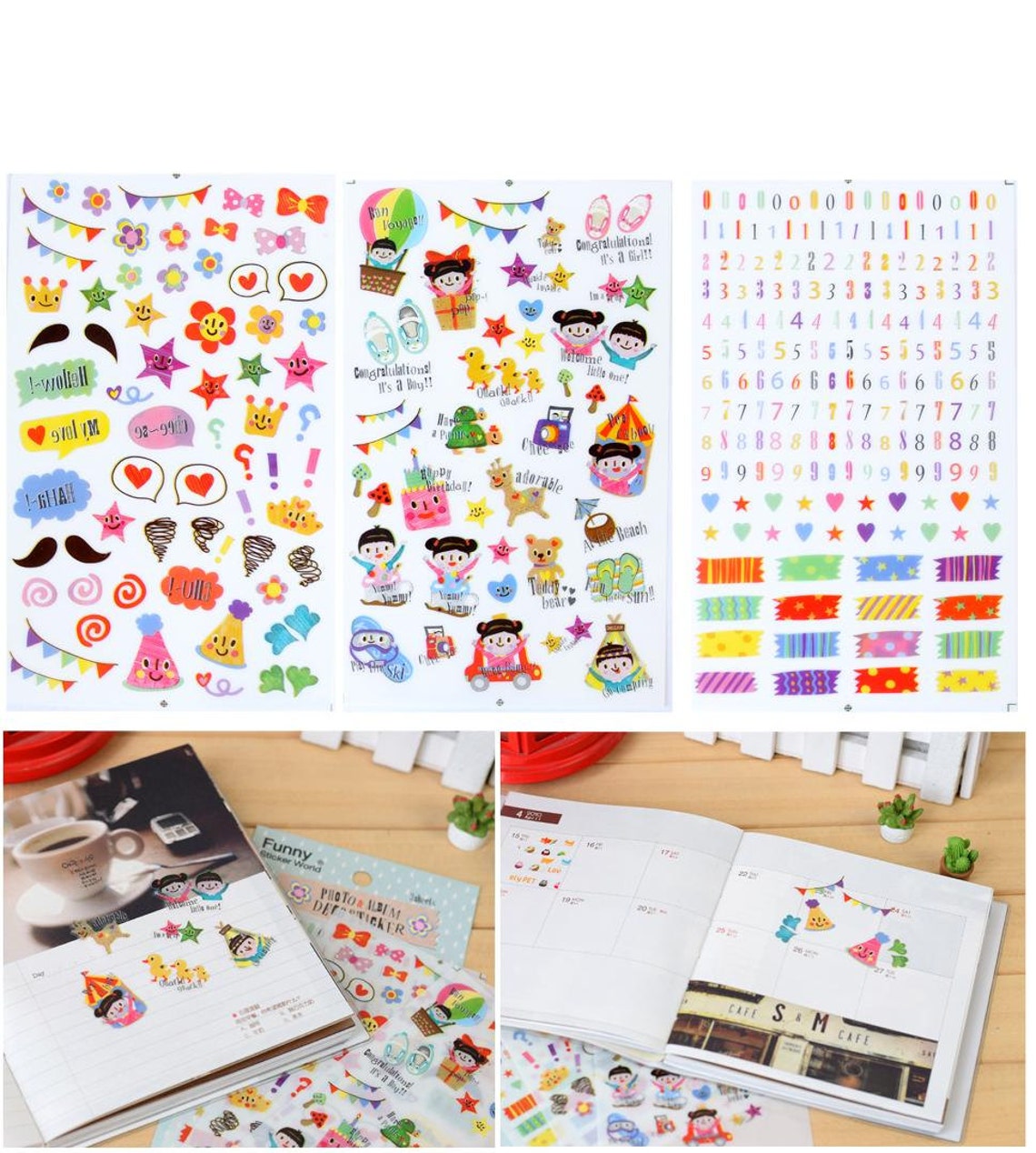 3 Sheets Happy Kids Sticker Kids Party Children Birthday - Etsy