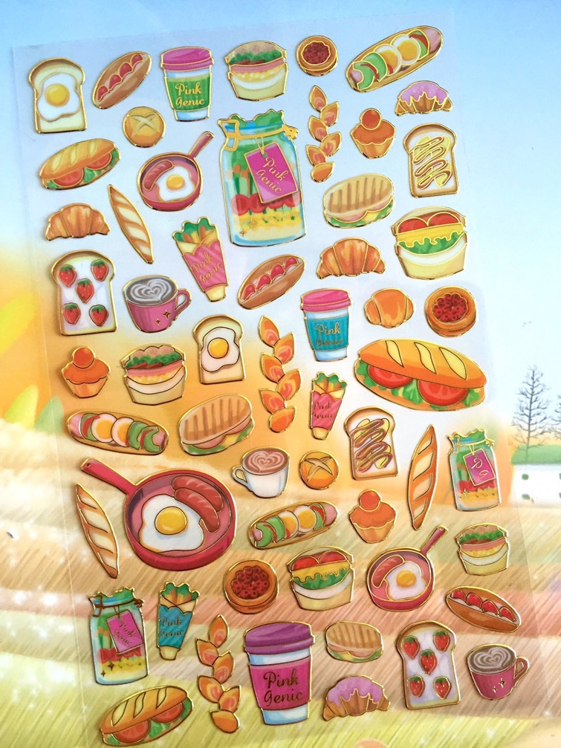 Breakfast food stickers Brunch lunch yummy fried egg french | Etsy