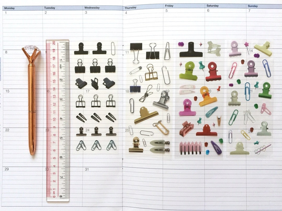 65 Mini Binder Clips Stickers Funny Clips Cute Paperclip Fake ...