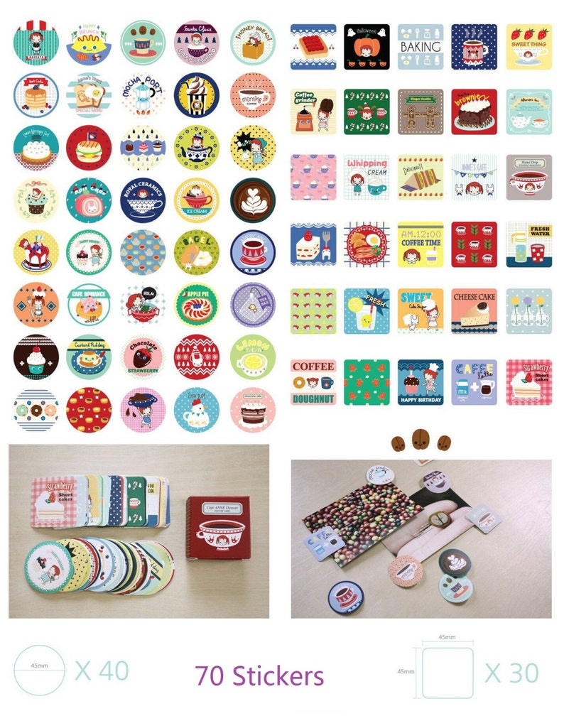 70 Stickers Cafe Dessert Sticker Cute Anne Tea Party Label - Etsy