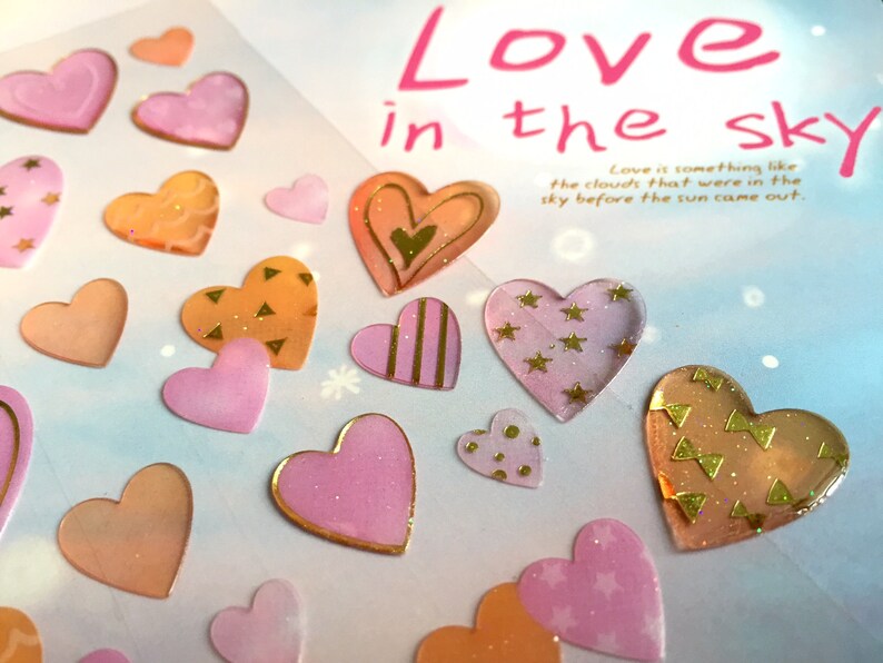 Fancy Heart Sticker Colorful Sweet Heart Pink Heart Epoxy - Etsy