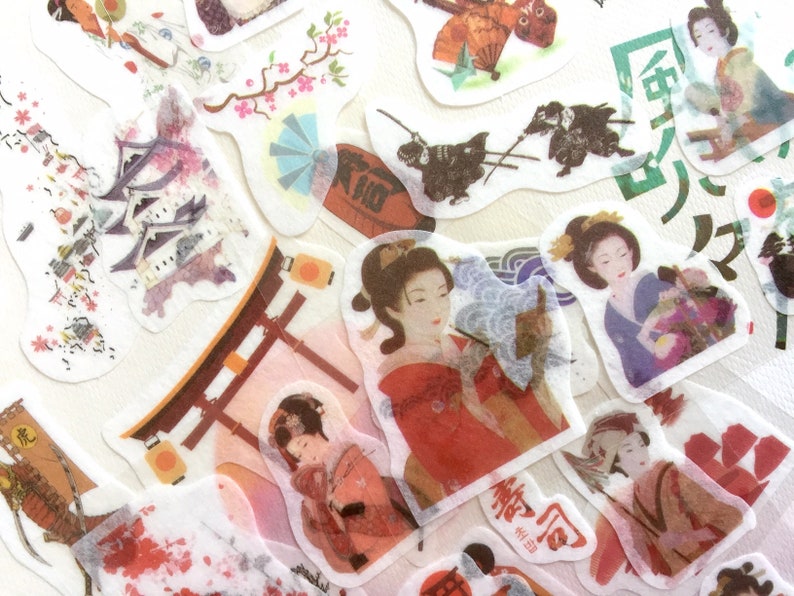 6 Sheets Ancient Japan Sticker Ancient Japan Beauty Japan Themed Geisha ...