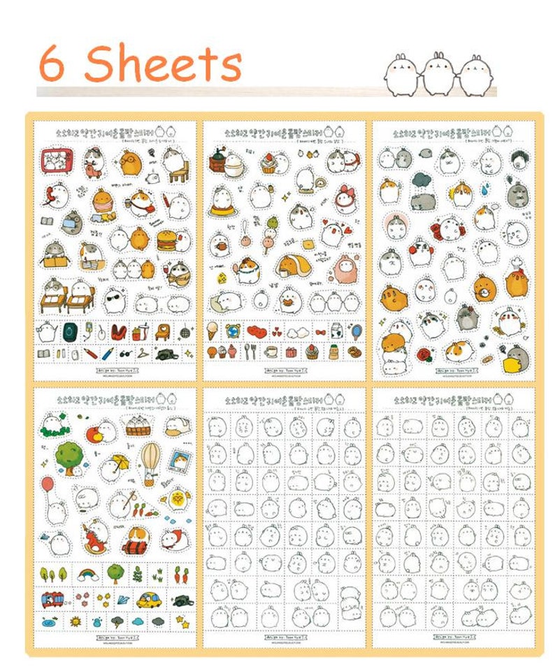 6 Sheets Cute Rabbit Sticker Lovely Bunny Cartoon Sticker - Etsy