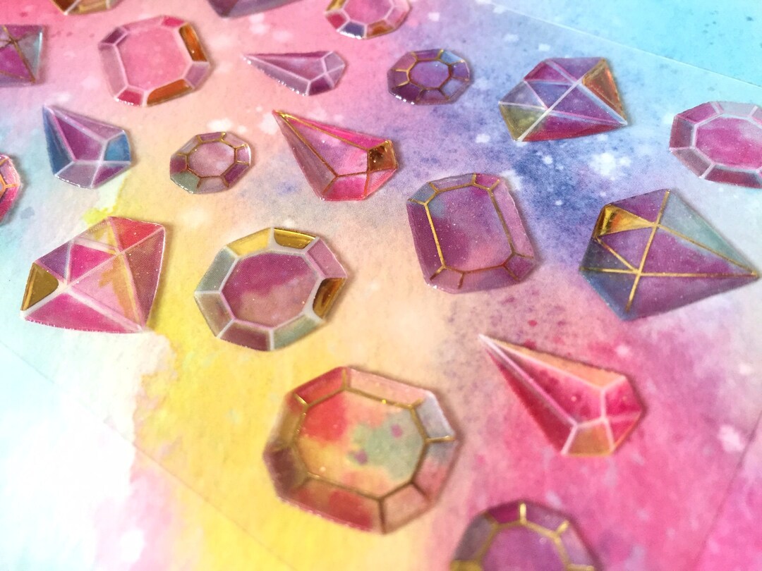 Pink Diamond Sticker Diamond Shape Diamond Pattern Epoxy Sticker Fancy ...