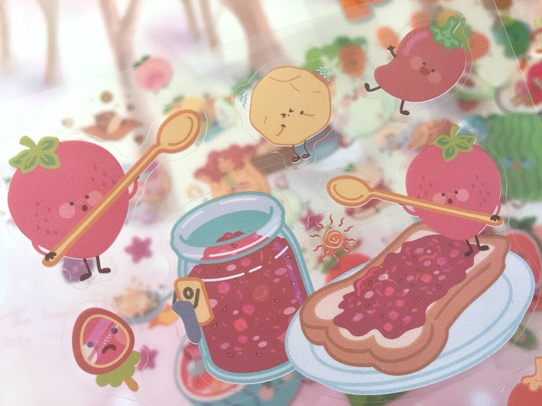 80 Cartoon Fruit Vegetable Stickers Healthy Food Lable Veggie Foodie ...