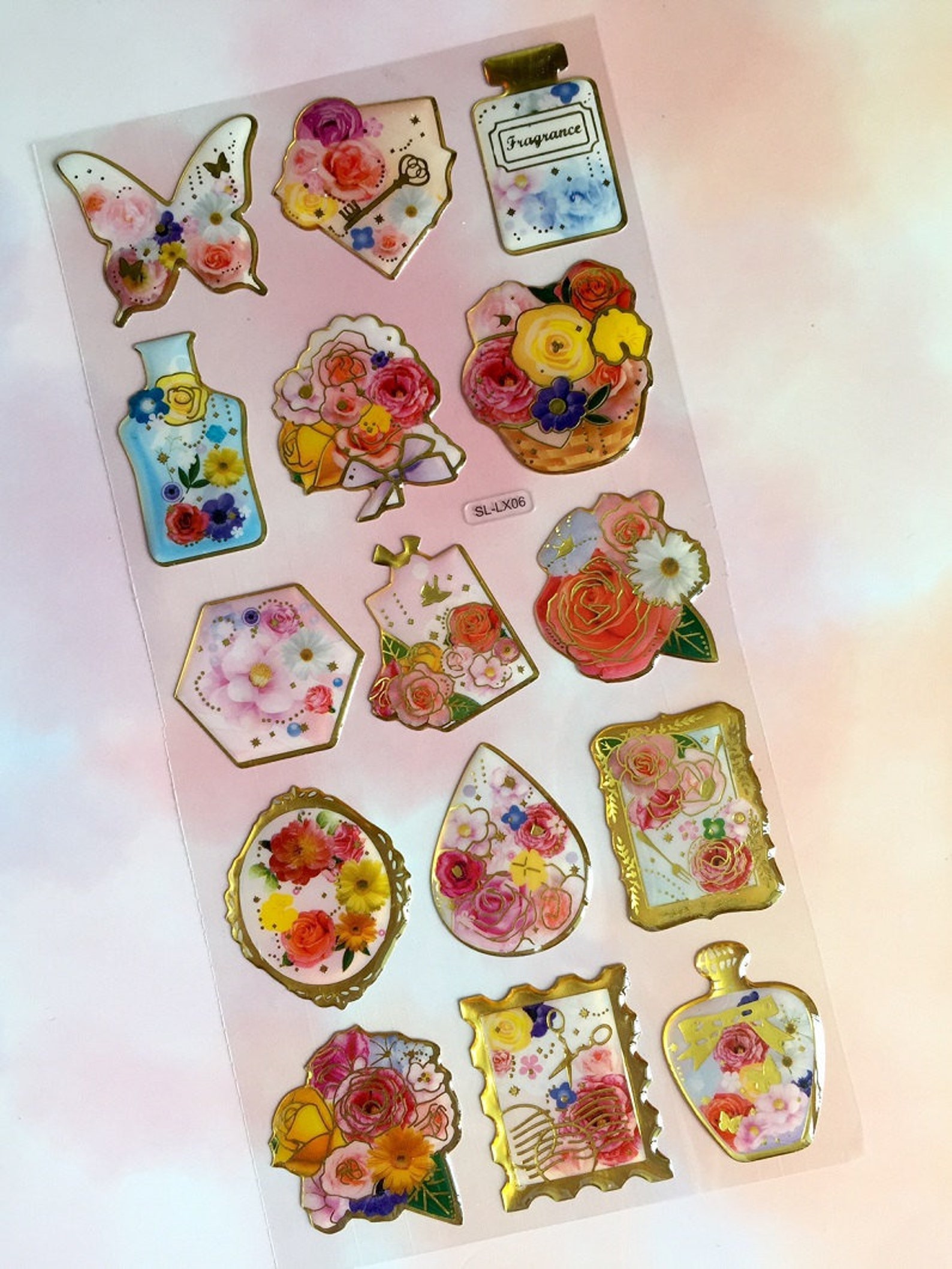 Flower Theme Perfume Bottle Epoxy Sticker Butterfly Rose - Etsy