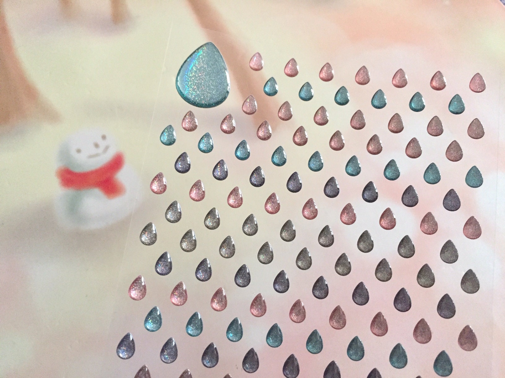 214 mini water drop glitter epoxy sticker tiny drop small | Etsy