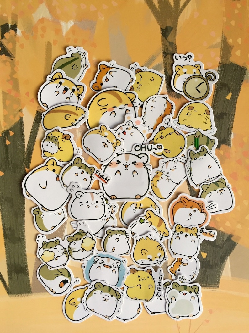 36 Hamster Sticker Cartoon Hamster Cute Hamster Flake Sticker - Etsy