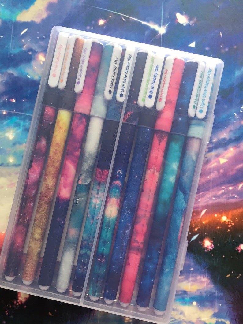 6 or 10 Galaxy Cosmic Gel Pens starry sky universe color ink | Etsy