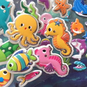 Cute Fish Sea World Sticker Colorful Underwater Rare Fish Jellyfish ...