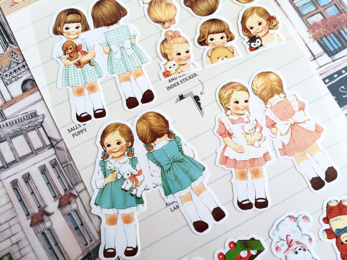 Cute Index Sticker Girl Diary Sticker Adorable Toddler Little Girl ...
