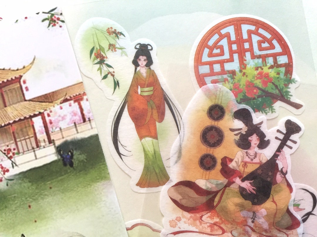 Ancient Girl Sticker Ancient Oriental Beauty Traditional Chinese Dress ...