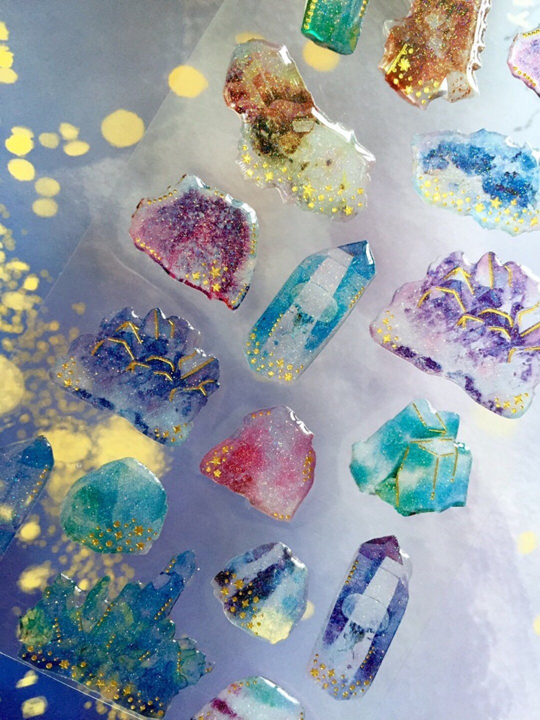 Raw Crystal Sticker Colorful Stone Raw Gemstone Decor Sticker Rainbow ...