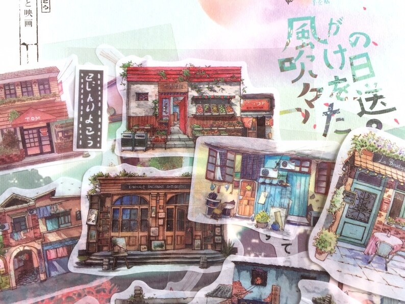 Set of 6 Retro House Sticker Vintage Shop Characteristic Shop | Etsy