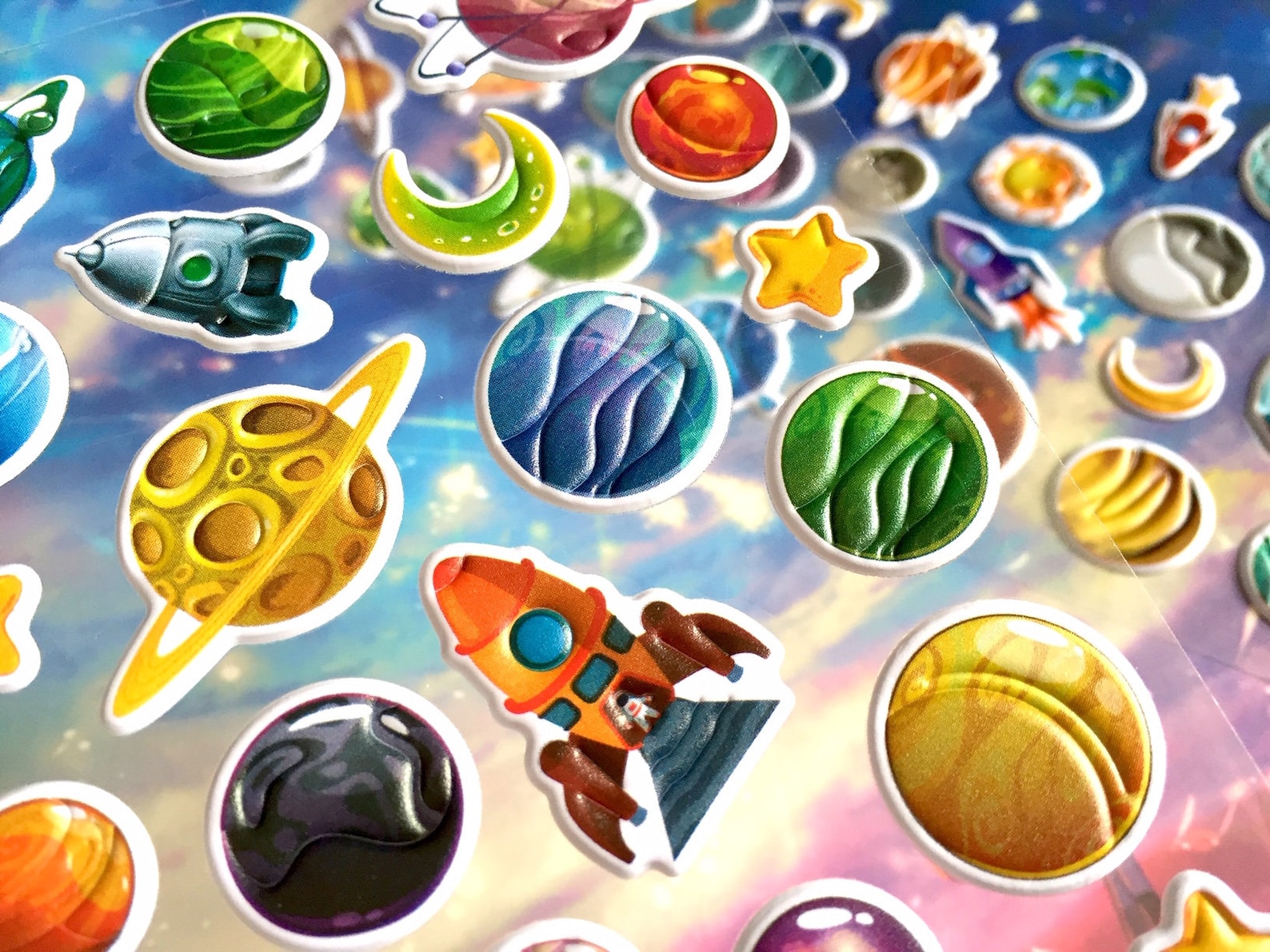 2 Sheets Outer Space Planets Sticker Colorful Galaxy World - Etsy