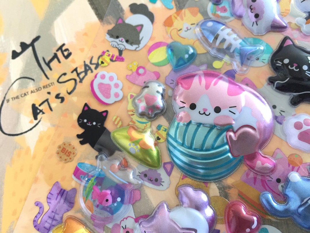 Adorable Cats Sticker Pop up Cat Playing Yarn Super Cute Pet Cat Mini ...