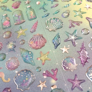 Pretty Seashell Sea Bottle Sticker Fancy Pearl Shell Ocean Oyster Shell ...