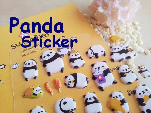 Panda Puffy Sticker Cute Animal Kawaii Pet Label Wildlife | Etsy