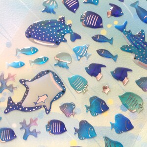Blue Transparent Fish Epoxy Sticker Litte Fish Crowd Sea Animal Cute ...