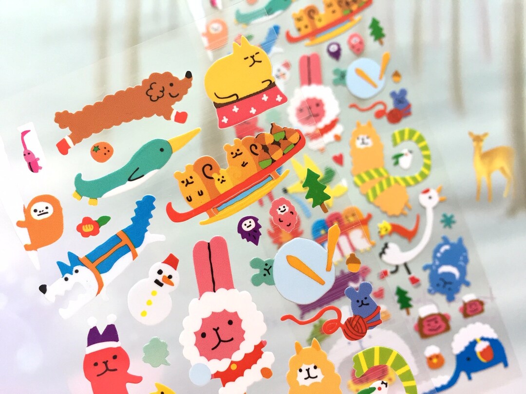 Winter Chirstmas Animal Sticker Super Cute Animal Snow Forest Party ...