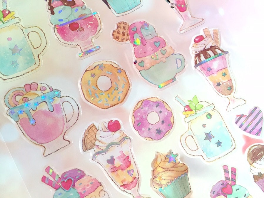 Ice Cream Sundae Sticker Colorful Icy Dessert Strawberry - Etsy Hong Kong