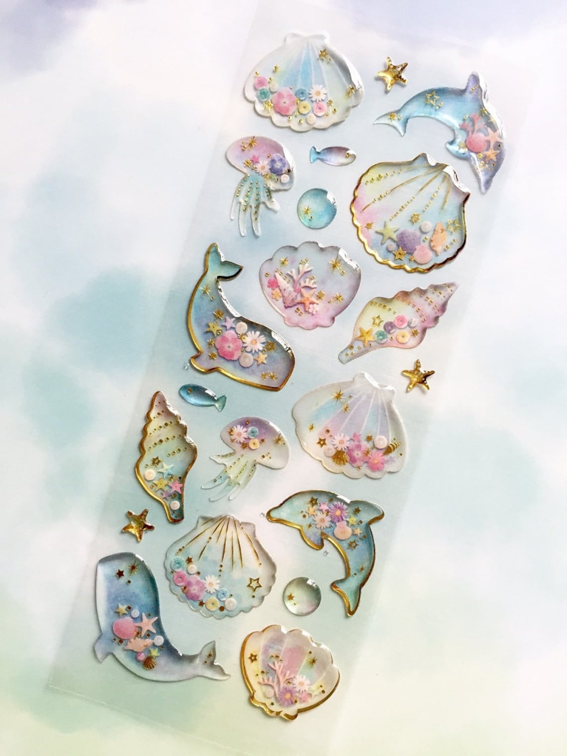 Sea Shell Sticker Beautiful Sea World Jellyfish Dolphin Whale - Etsy