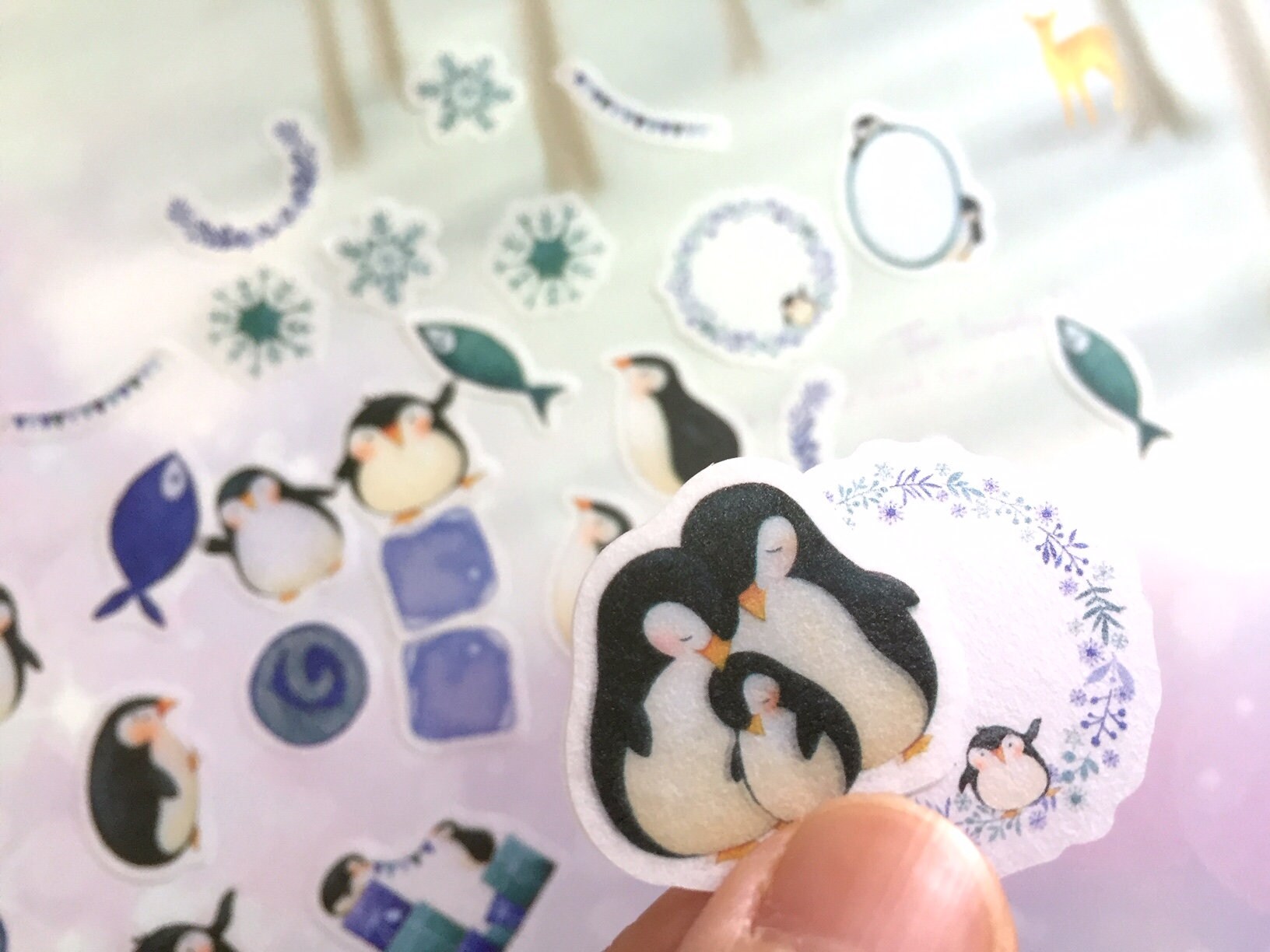 Penguin themed sticker Happy penguin cartoon penguin family | Etsy