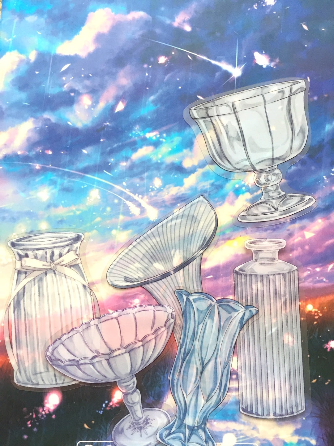 20 Glass Bottle Stickers Classic Glassware Antique Glass Vase Bottle ...