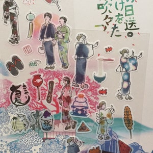 Set of 6 Japan Theme Stickers Japan Festivals Japanese Traditional ...