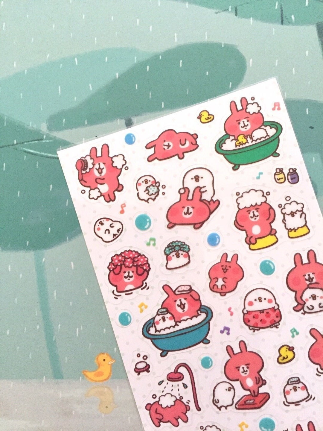 Cartoon Rabbit Chicken Bath Time Sticker Nursery Bathroom Weight ...