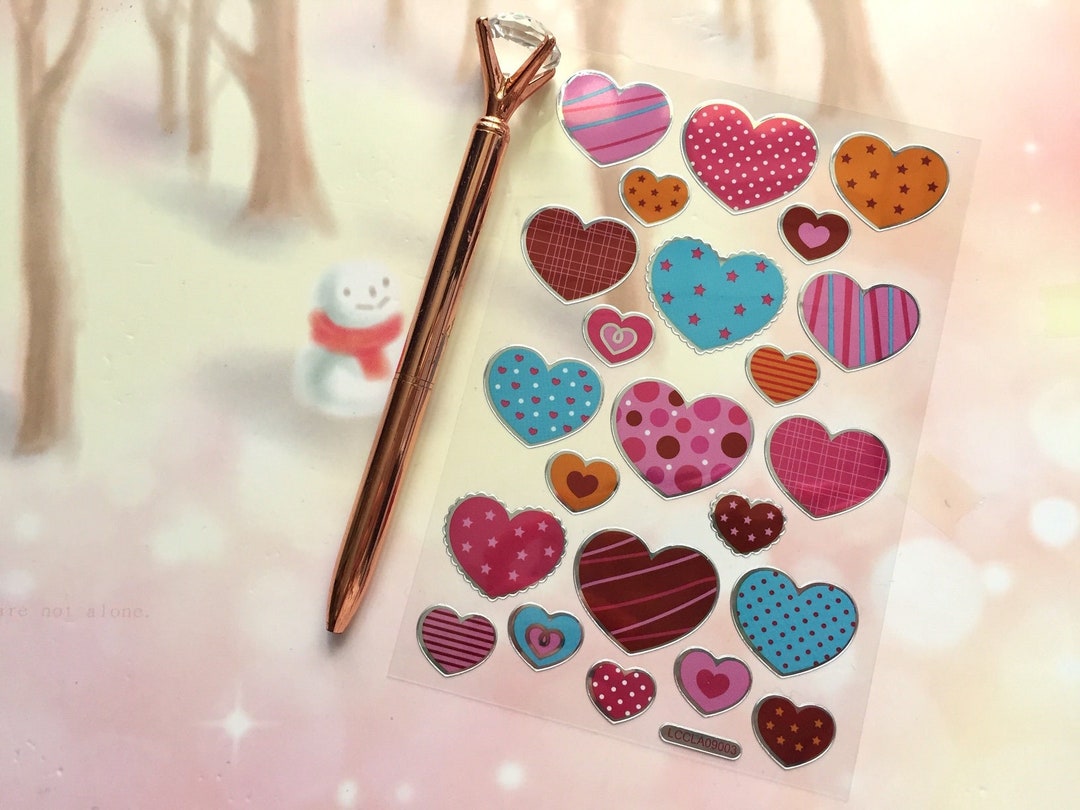 Fancy Red Heart Sticker Heart Shape Pattern Pastel Heart Glitter Heart ...