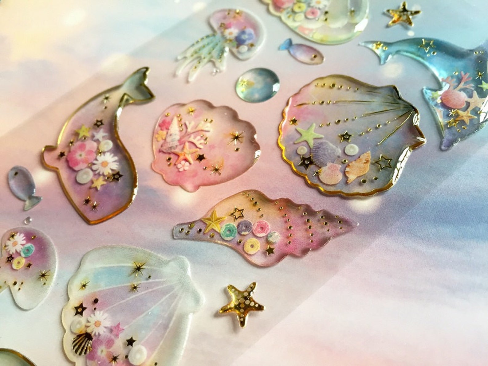 Sea Shell Sticker Beautiful Sea World Jellyfish Dolphin Whale - Etsy