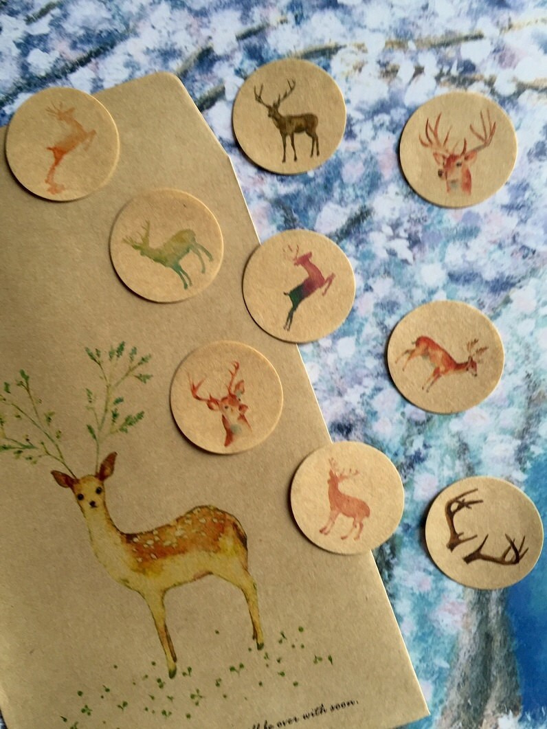 Lovely Deer Sticker Deer Deco Paper Sticker Kraft Envelope | Etsy