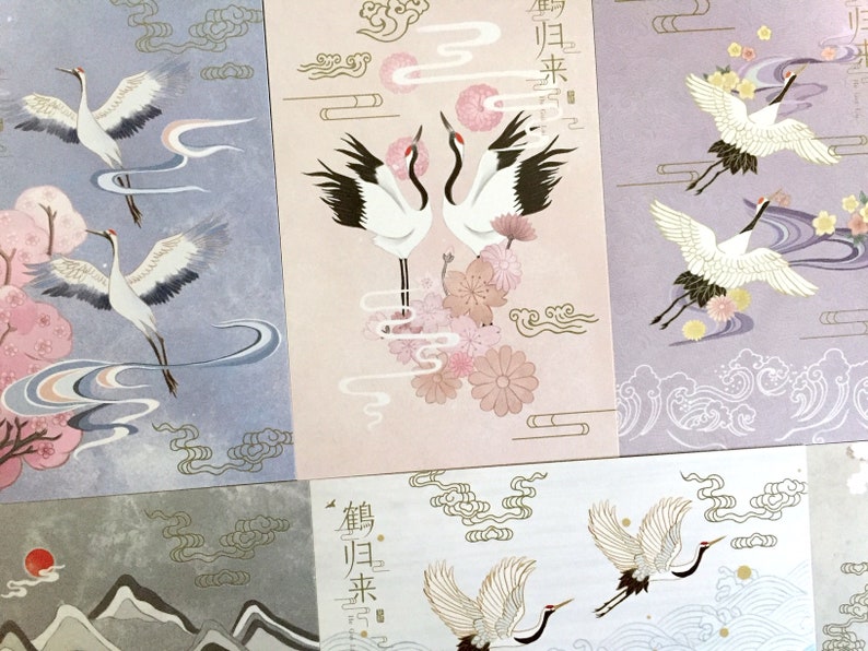 30 Crane Birds Paper Cards Symbol of Love Mythology Cranes Bird in ...