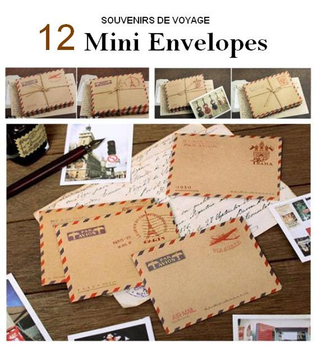 4 Retro Vintage Mini Envelopes Europe Antique Style Ancient Pattern ...