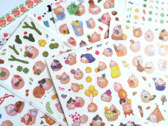 6 Sheet Cute Rabbit Sticker Lovely Bunny Cartoon Sticker | Etsy