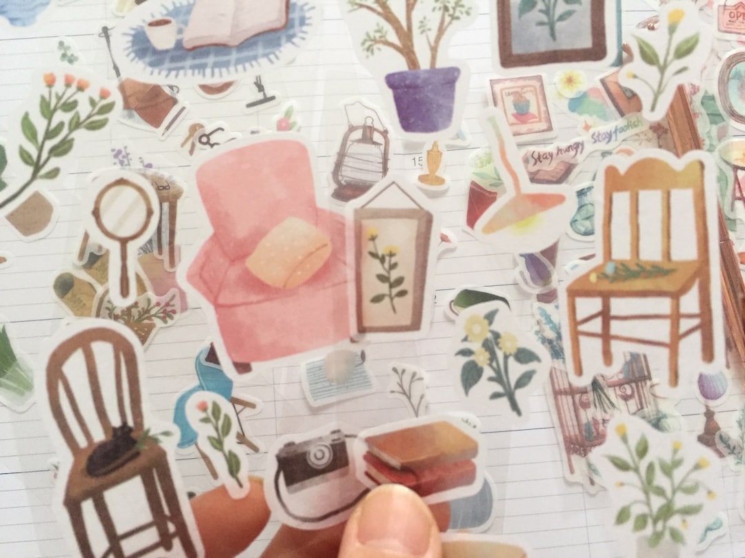 Cozy Home Furniture Sticker Set of 6 Interior Design Vintage House ...