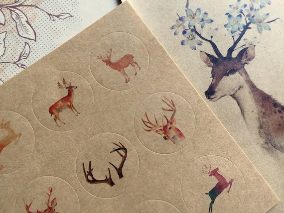 Lovely Deer Sticker Deer Deco Paper Sticker Kraft Envelope | Etsy