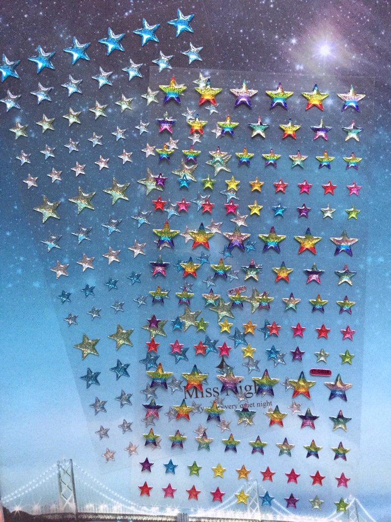 117 Little Star Sticker Glitter Stars Fancy Small Star Pink Tone Blue ...