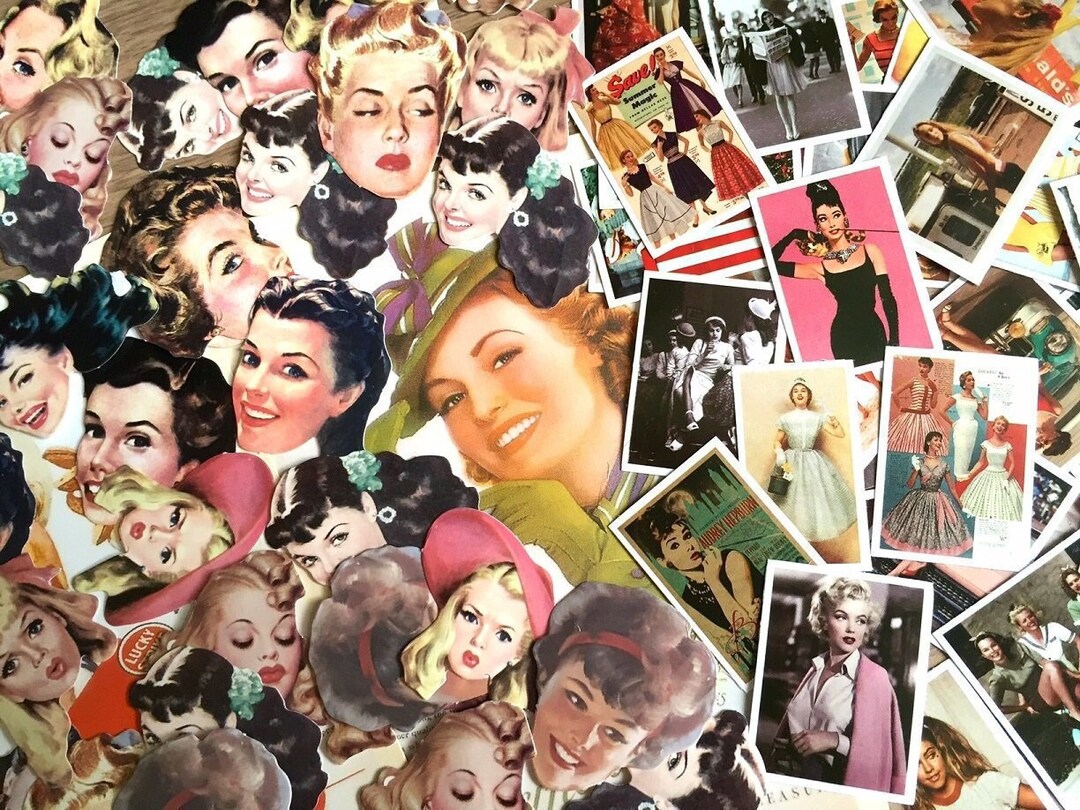 Retro Portrait Mini Photo Sticker Classic Beauty Black and White Photo ...