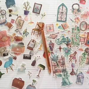 Cozy Home Furniture Sticker Set of 6 Interior Design Vintage House ...