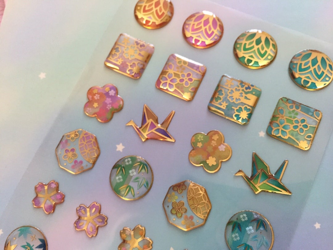 Japan Theme Epoxy Stickers Japanese Traditional Pattern Sakura Japan ...