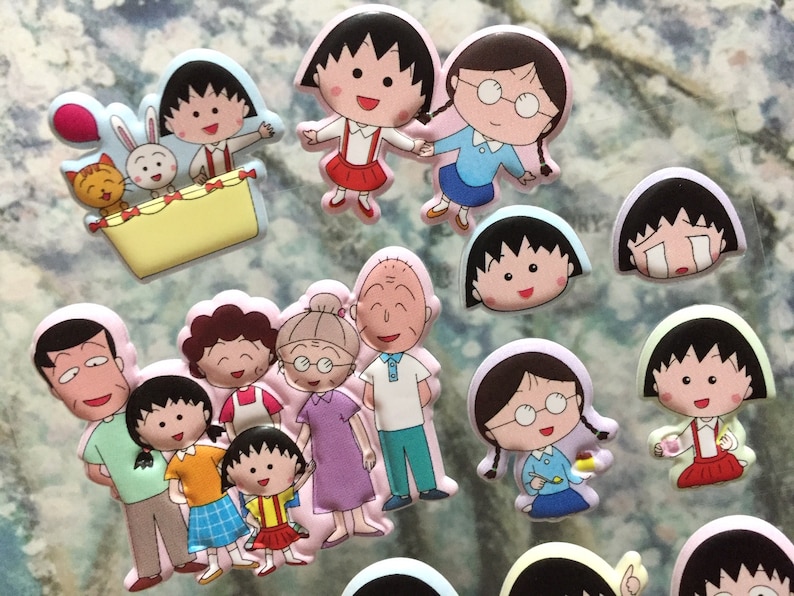 Chibi Maruko Chan Sticker Cute Girl Maruko Funny Family Sakura Family ...