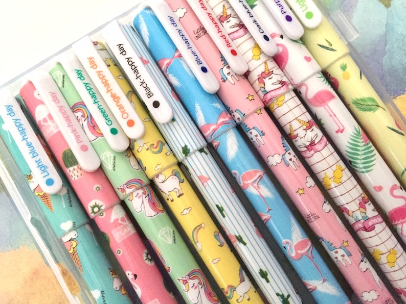 Cartoon Diary Pen Set Fancy Forest Color Ink Pen Unicorn | Etsy