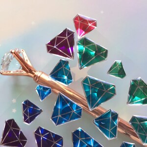 Rainbow Diamond Sticker Crystal Gemstone Epoxy Sticker Gradient ...