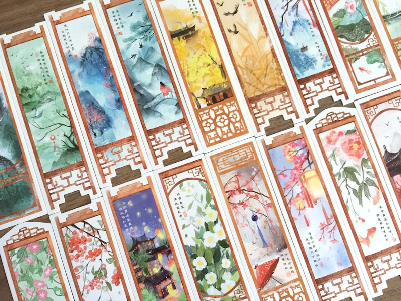 30 Chinese Painting Paper Card Mini Wood Screen Tradition - Etsy