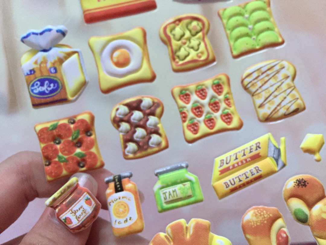 Egg Toast Bread and Butter Puffy Sticker Morning Breakfast Themed ...